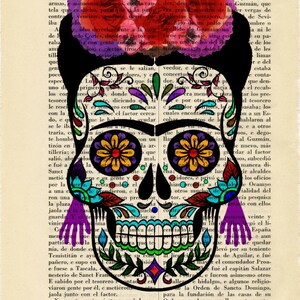 FRIDA KAHLO Sugar Skull Day of the Death Print Catrina Dia De Los ...