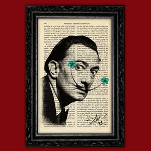 Dali Portrait With Flowers Art Print Mustache Poster Dorm Room Print ...