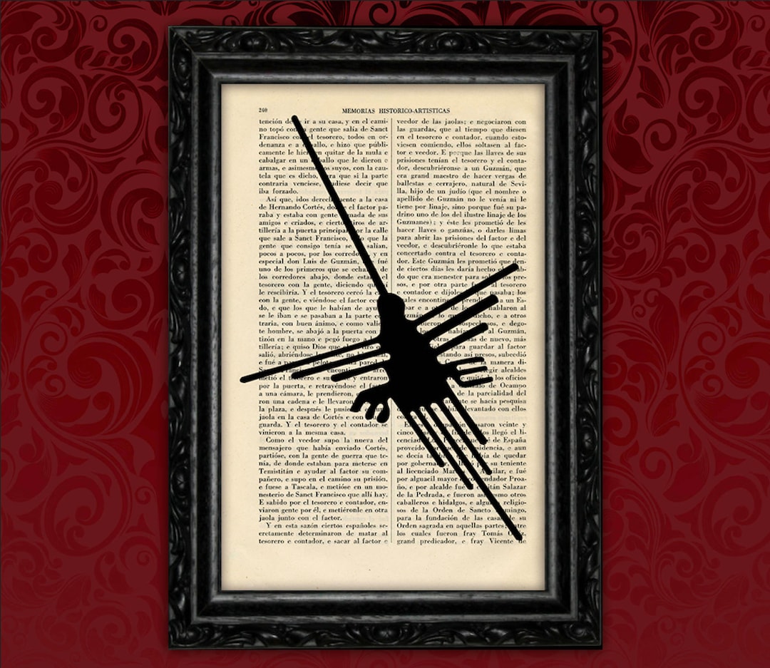 Nazca Line Hummingbird Book Art Dictionary Art Print Tribal Symbols ...