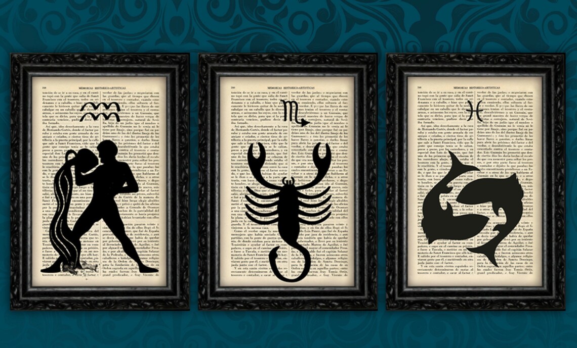 Zodiac Sign Book Art Print Horoscope Astrology Dictionary Page Book ...