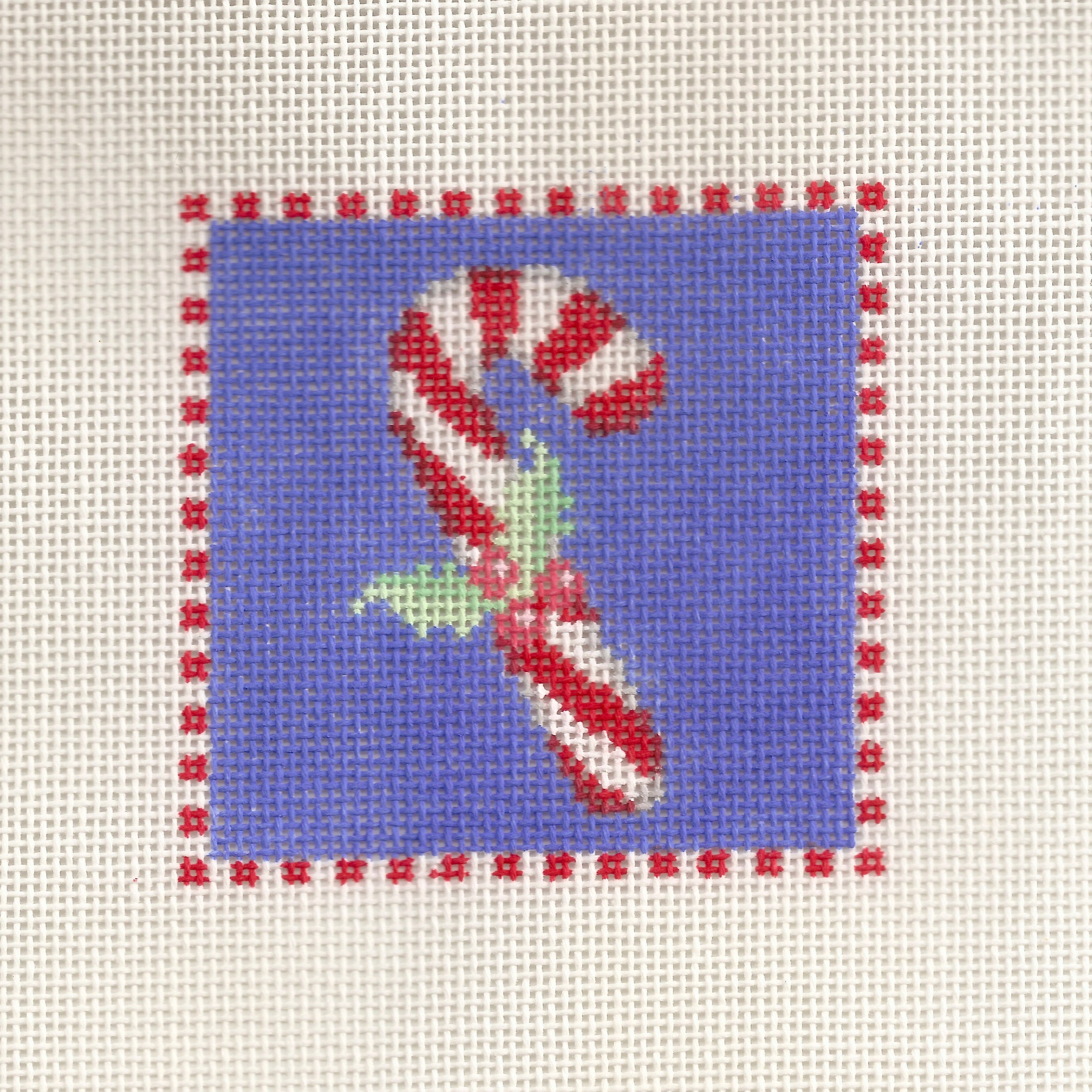 Hand Painted Needlepoint Canvas Candy Cane Ornament 3 Inches - Etsy