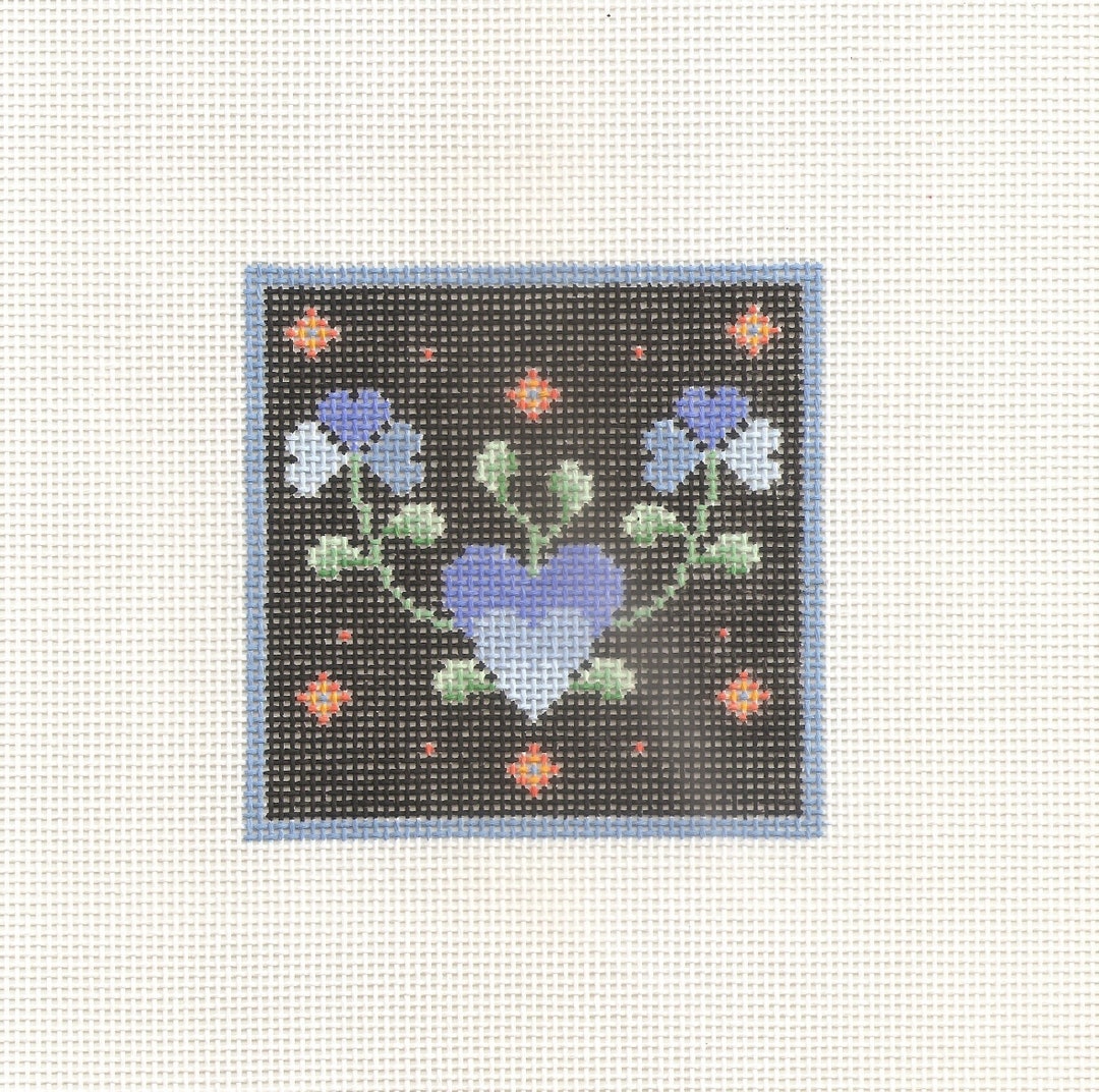 Hand Painted Needlepoint Canvas Folk Art Square #5 4 1/4" - Etsy
