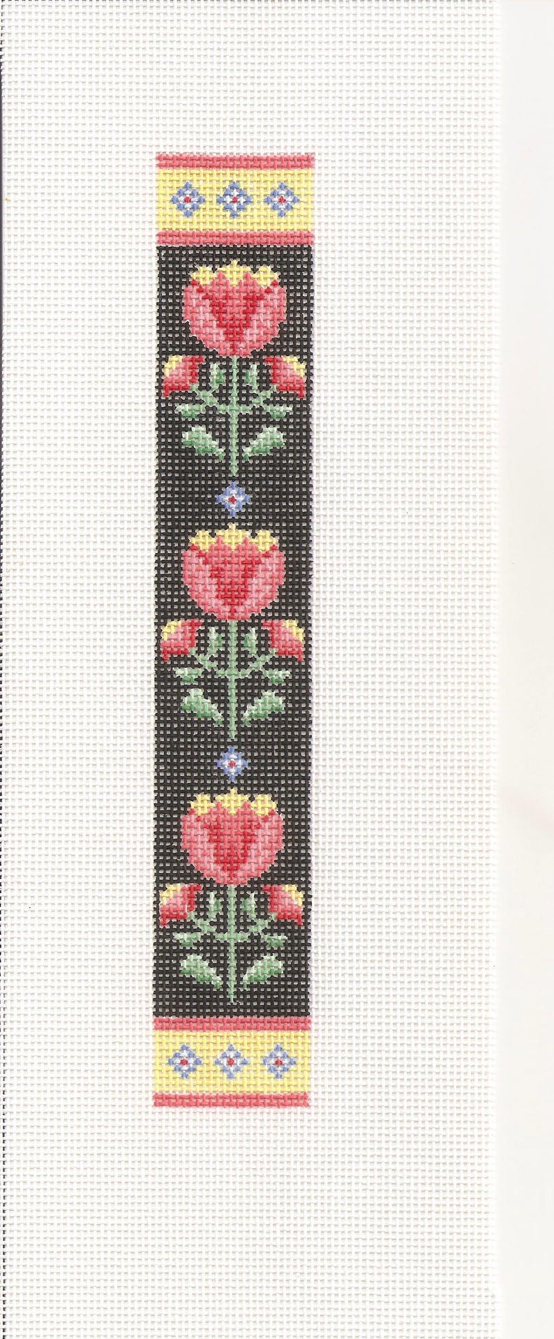 Hand Painted Needlepoint Canvas Folk Art Bookmark #1 7 3/4" X 1 1/4" - Etsy