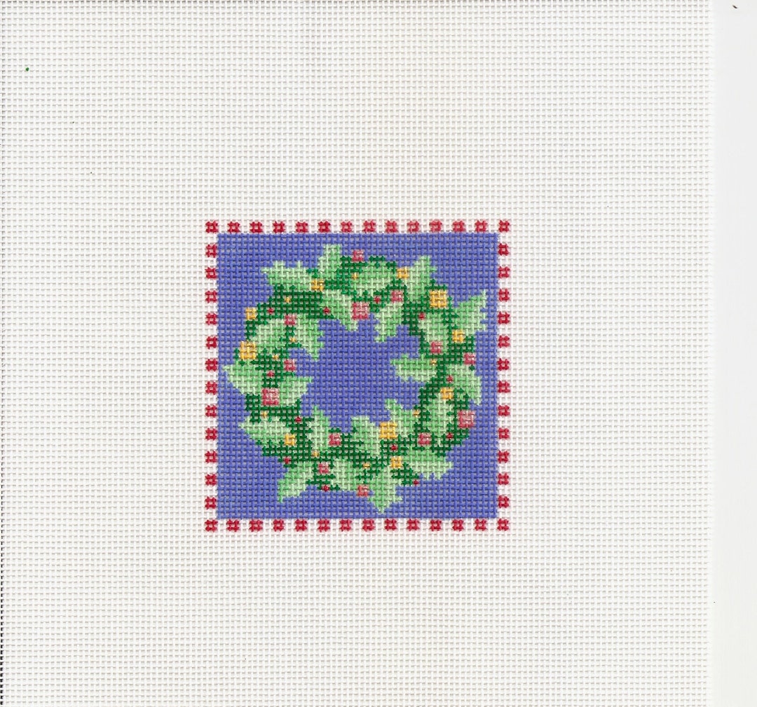 Hand Painted Needlepoint Canvas Christmas Wreath Ornament 3 Inches - Etsy