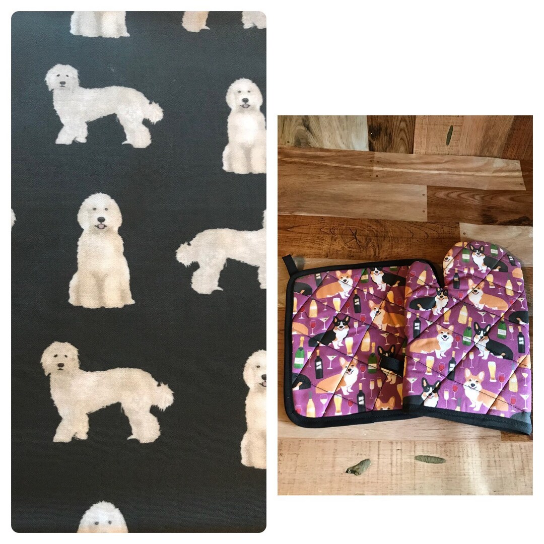Labradoodle Themed Insulated/quilted Pot Holder and Oven Mitt Set ...