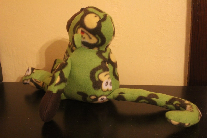 Green and Brown Monkey Print Stuffed Plush Monkey/toy - Etsy