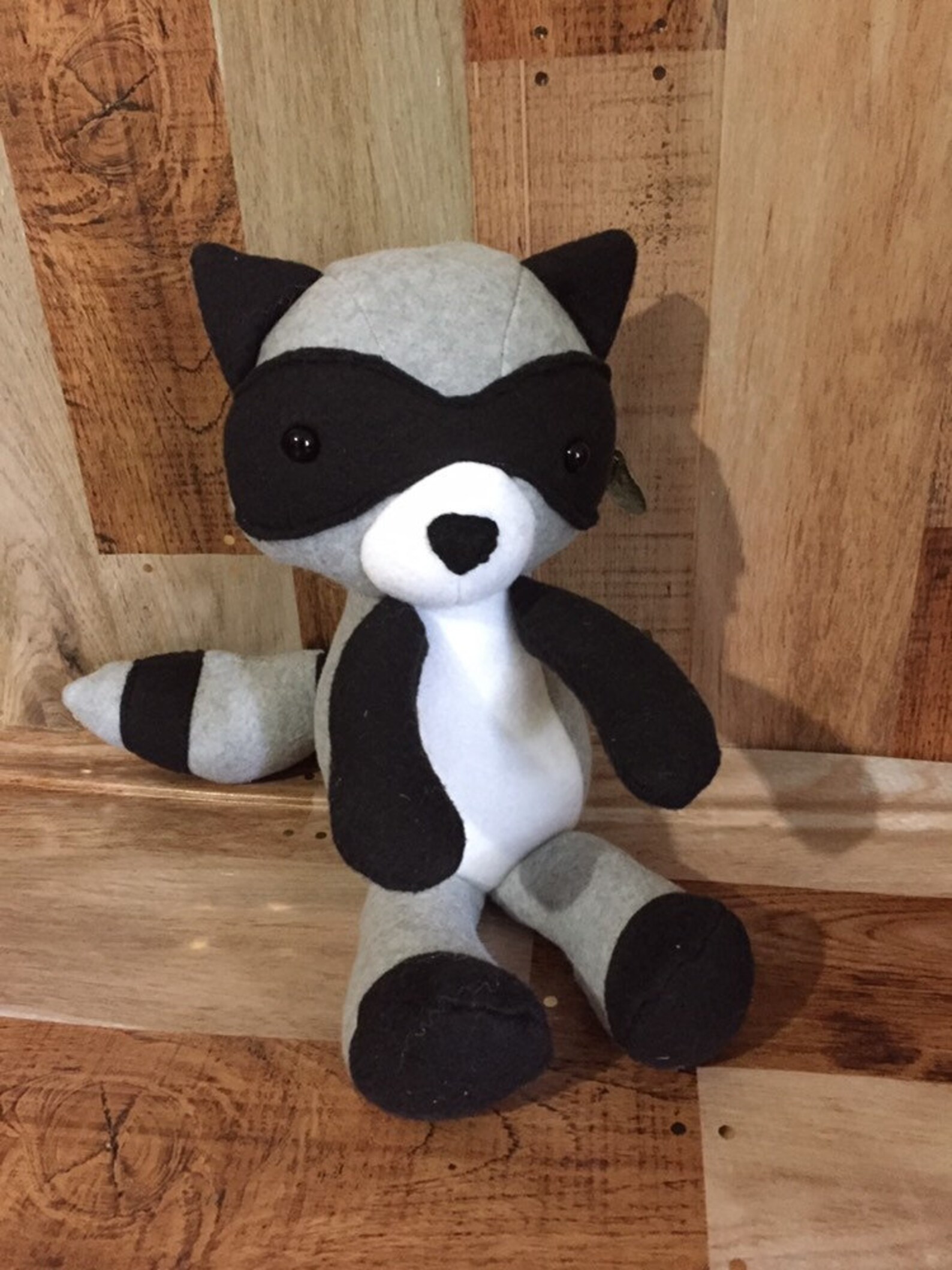 Black and Grey Stuffed Raccoon Plushiewoodland Animalnursery | Etsy