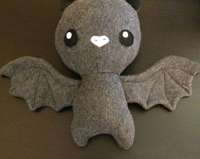 Stuffed Bat Plushie, Dark Grey Bat, Cute Bat Plushie - Etsy