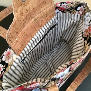 Black Floral and Cork Harriet Expandable Handbag/tote - Etsy