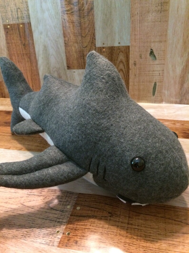 Shark Plushie Grey Stuffed Sharkshark Toy Great White Shark - Etsy