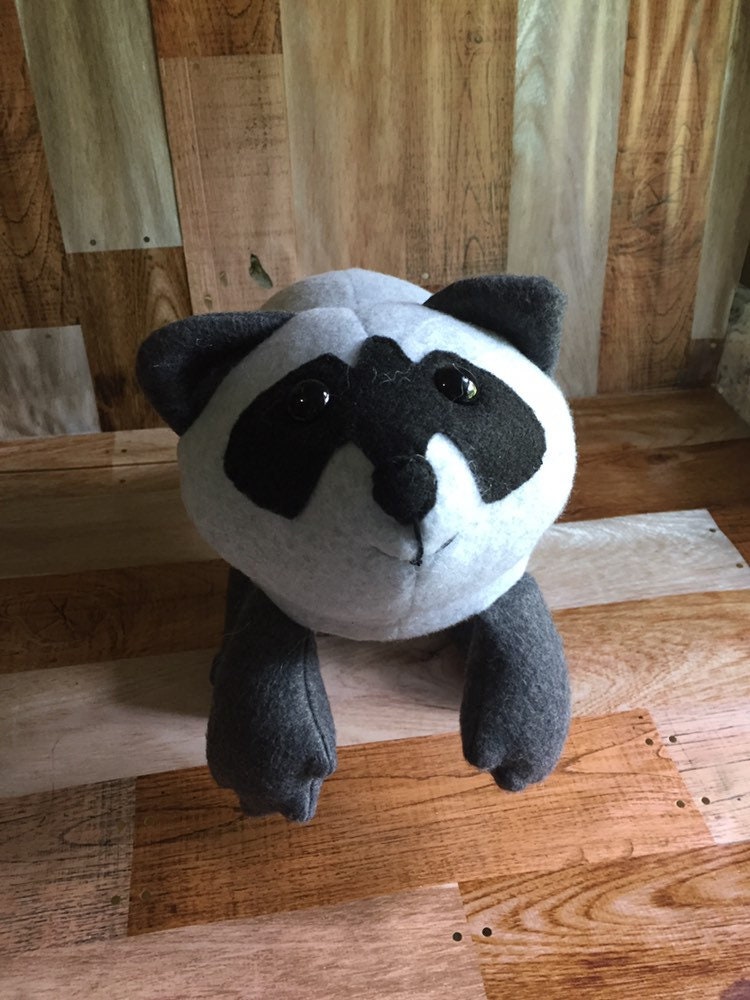 Grey stuffed raccoon racoon plushietrash panda | Etsy