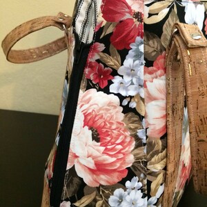 Black Floral and Cork Harriet Expandable Handbag/tote - Etsy