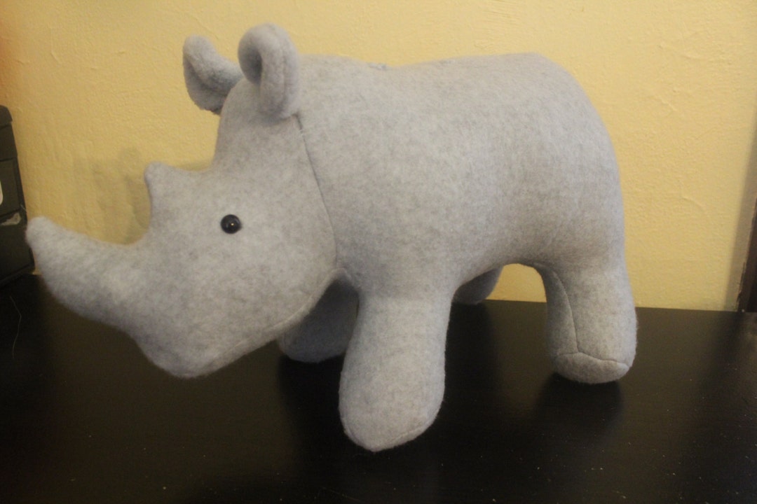 Grey Fleece Stuffed Rhino Plushie/safari Animal - Etsy