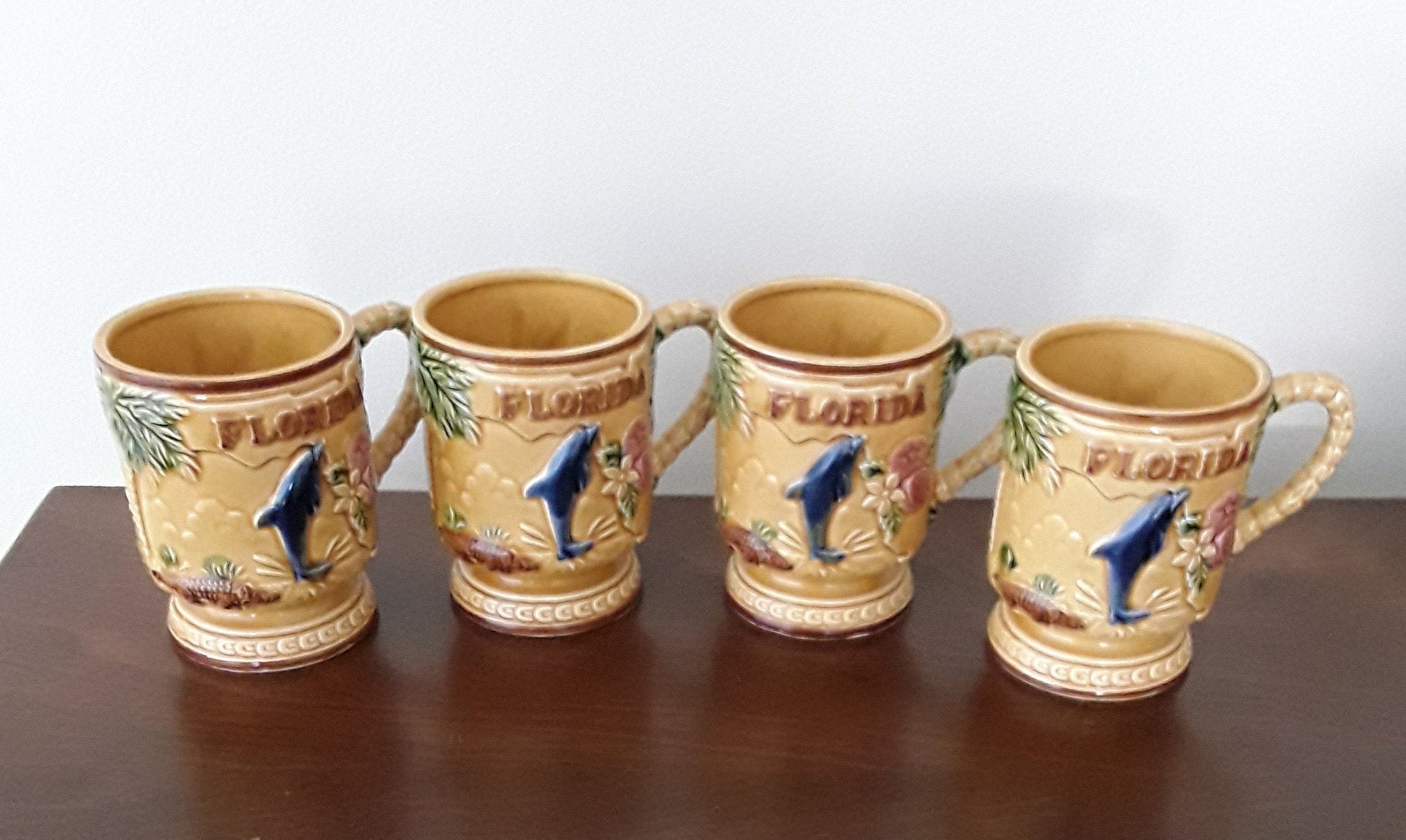 NOS Florida Mug Set of 4 Souvenir Florida Mugs with Flamingo - Etsy 日本