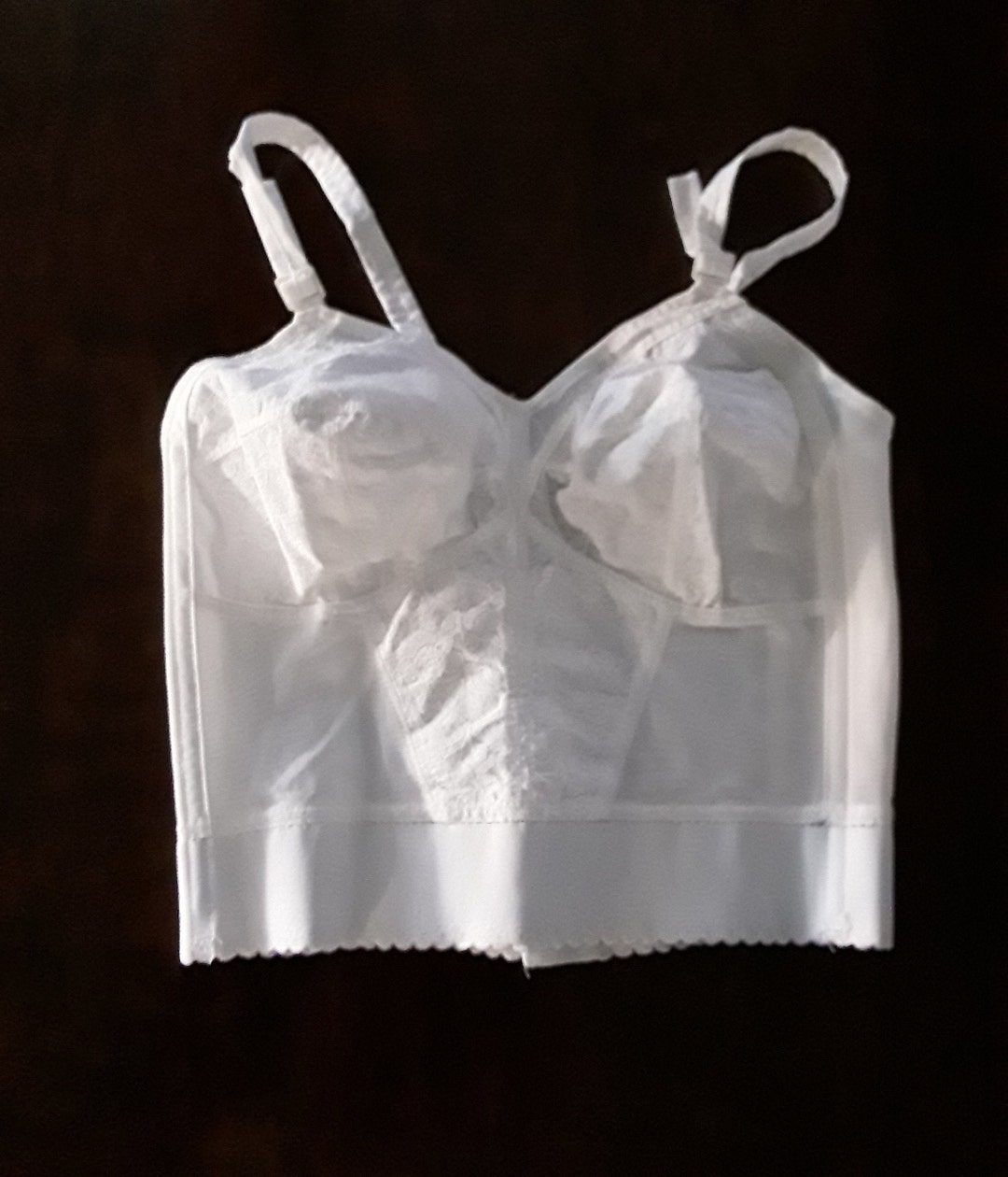 NIP Maidenform White Full Length Bra Size 34C, Tric-o-lastic Lace Long ...