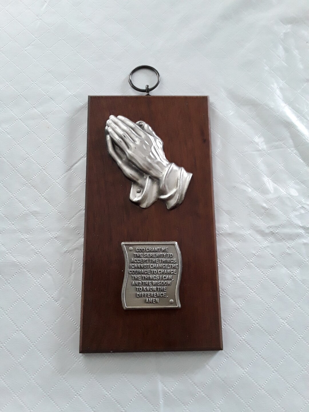 Serenity Prayer Wall Art, 3D Praying Hands on Wood, Religious Wall ...