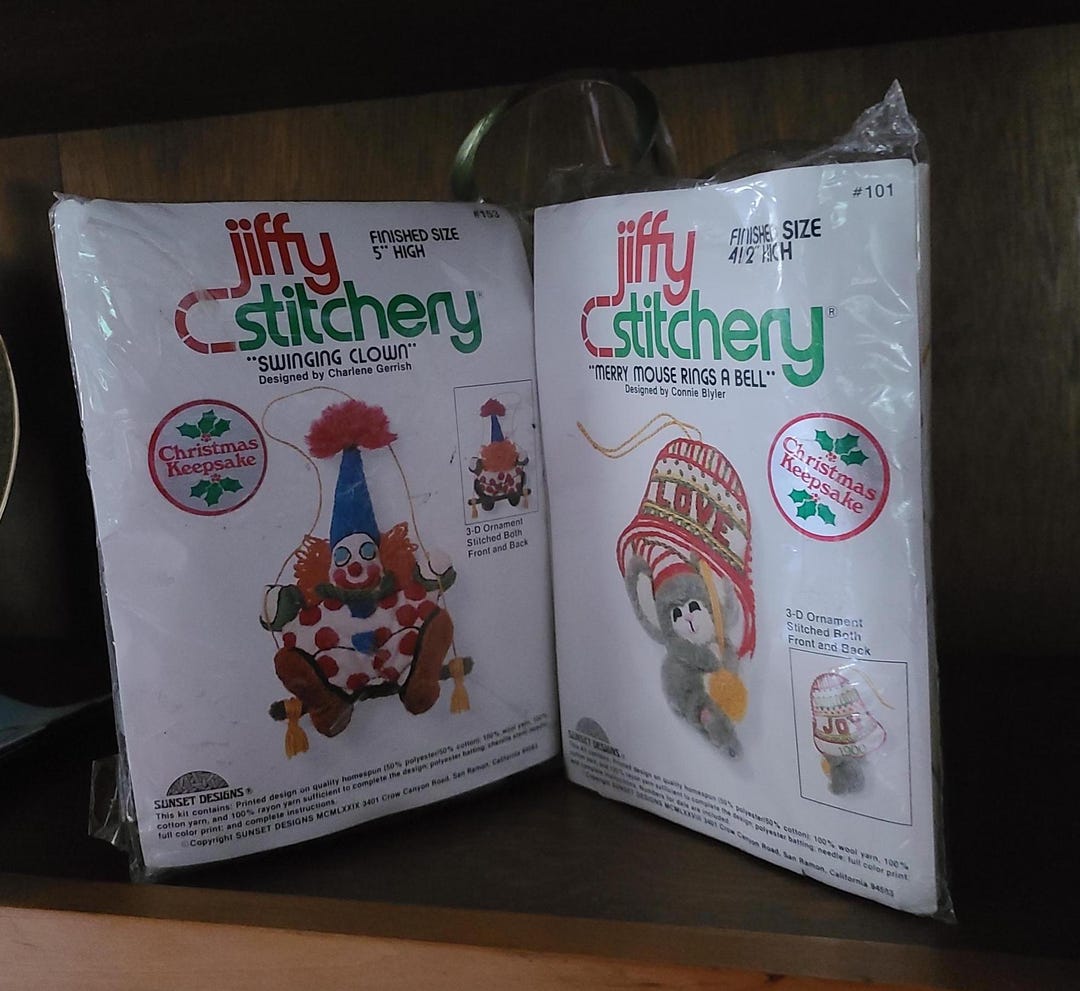 Jiffy Stitchery 3D Christmas Ornament Kit, Swinging Clown or Merry ...