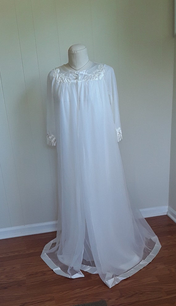 Gossard Artemis White Peignoir Set Sheer White Sleeveless - Etsy