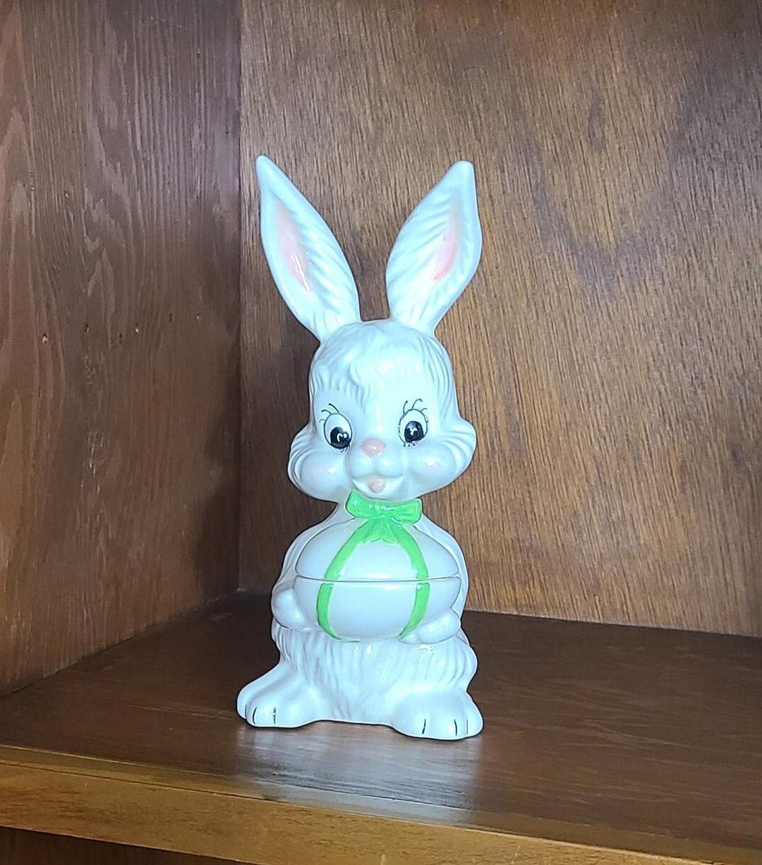 Hand Painted Ceramic Bunny Rabbit Figurine With Lidded Keepsake Egg Box ...