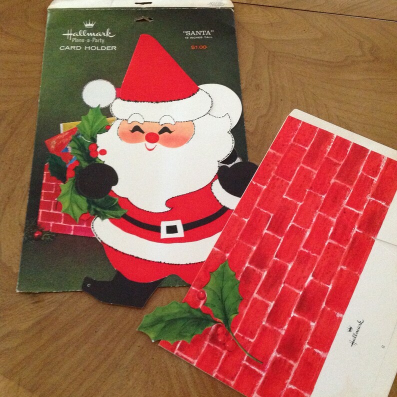 Vintage Hallmark Card Holder Santa Card Holder Retro - Etsy