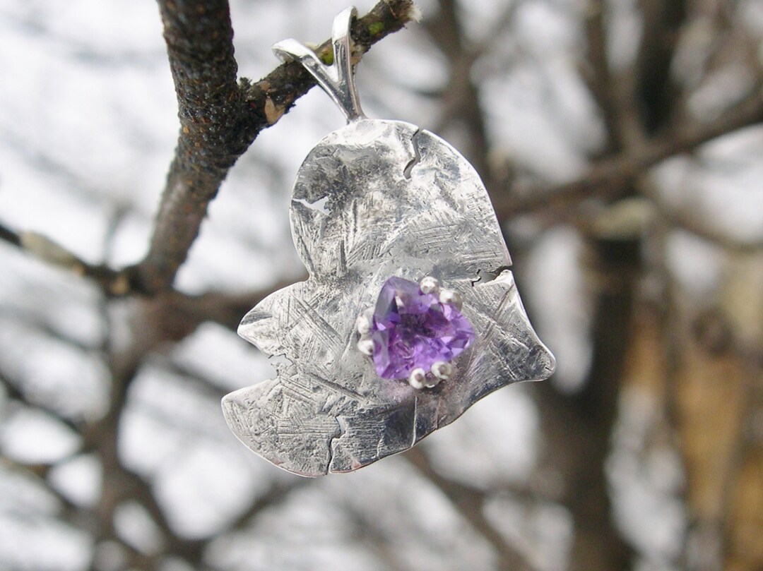 Amethyst Broken Heart Adoption Pendant in .999 Fine Silver & Sterling ...