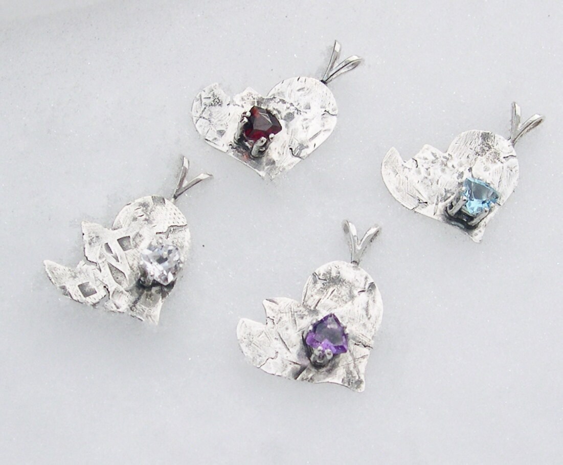 Swiss Blue Topaz Broken Heart Adoption Pendant in .999 Fine Silver ...