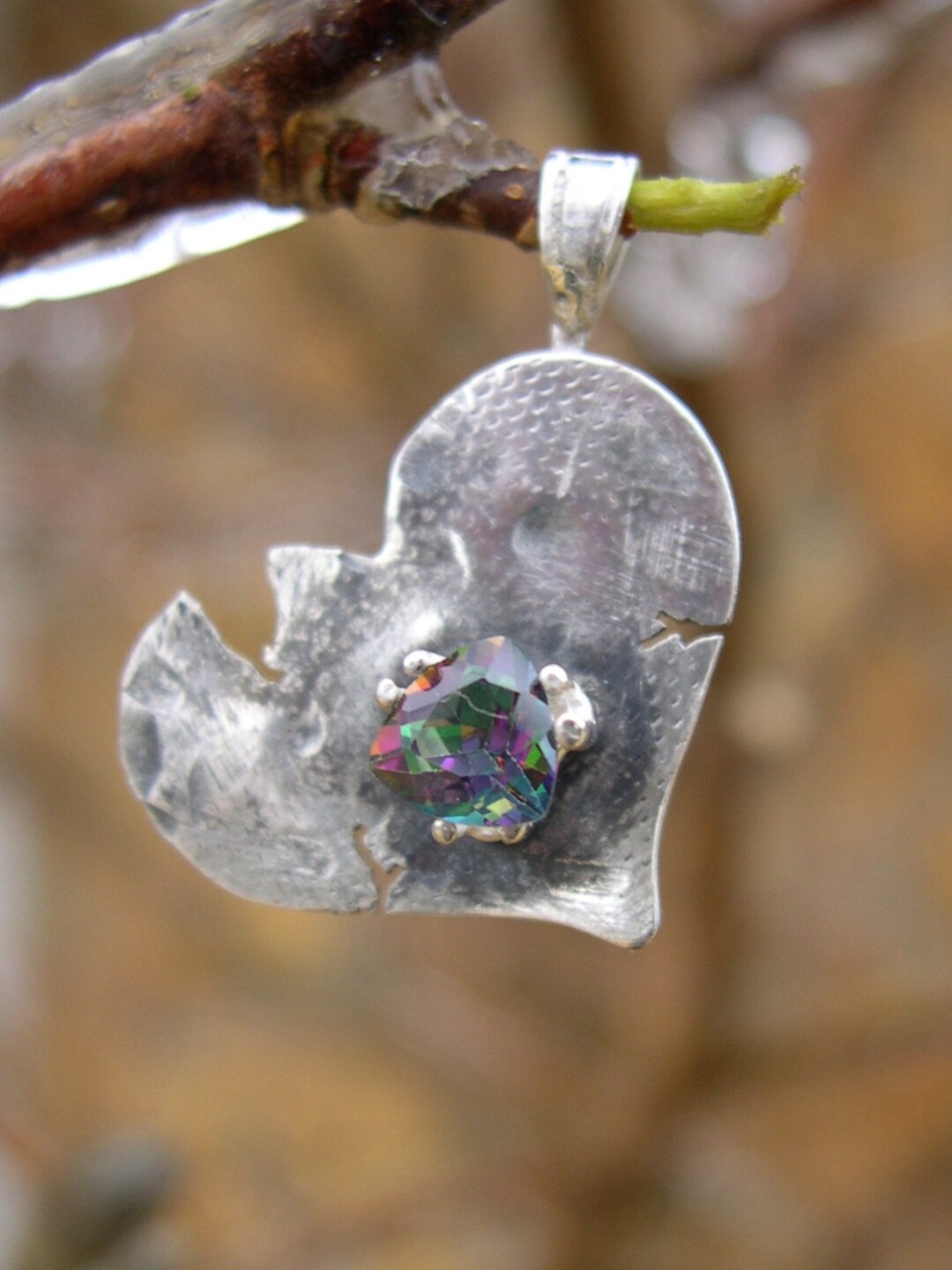 Mystic Topaz Broken Heart Adoption Pendant in .999 Fine Silver ...