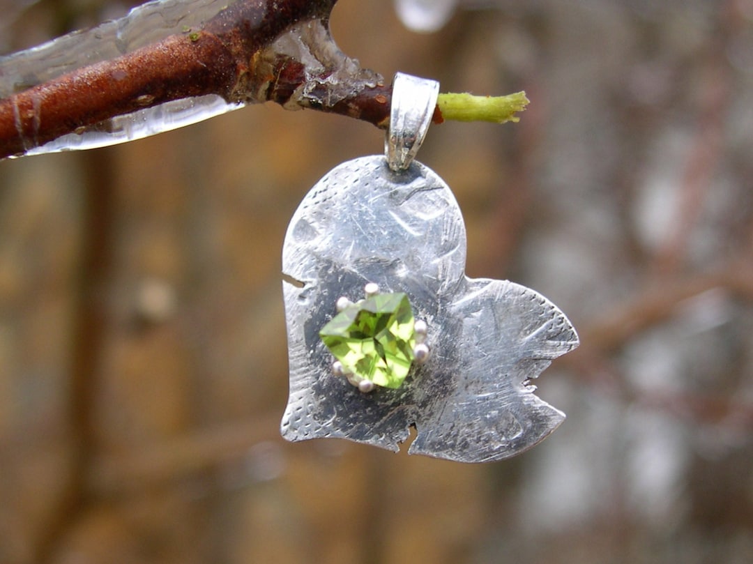 Peridot Trillion Broken Heart Adoption Pendant in .999 Fine Silver ...