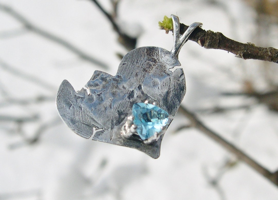 Swiss Blue Topaz Broken Heart Adoption Pendant in .999 Fine Silver ...