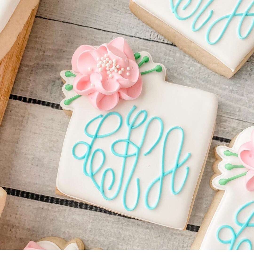 One Sided Floral Square Plaque Cookie Cutter - Etsy