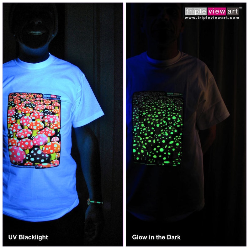 Mushrooms UV Black Light Fluorescent & Glow in the Dark Phosphorescent ...