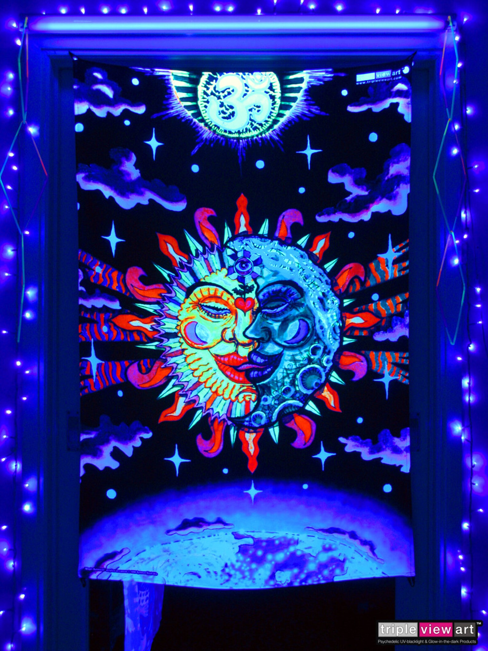 Magic Sunmoon UV Black Light Fluorescent Glow Psychedelic Art Backdrop ...