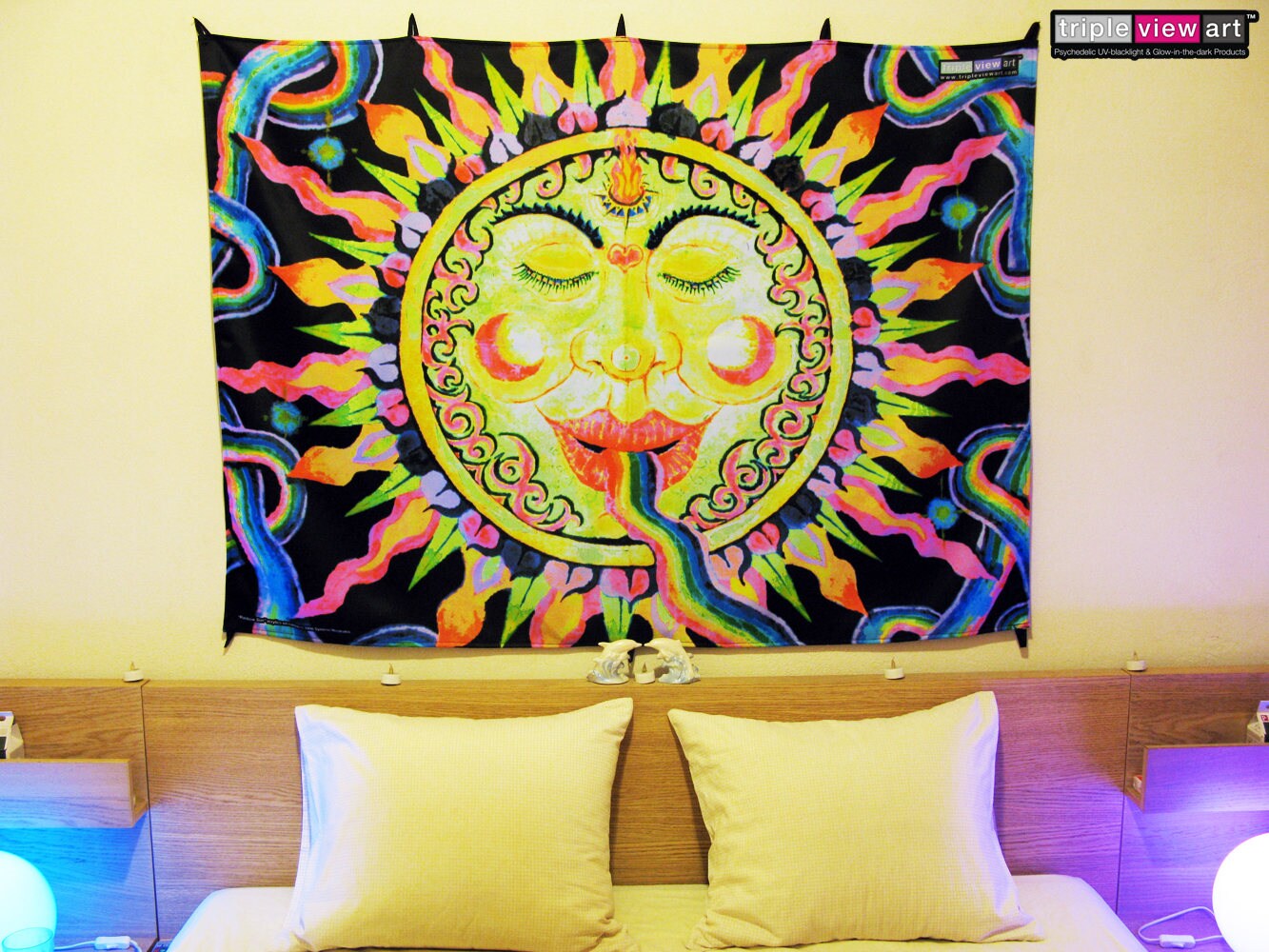 Rainbow Sun UV Black Light Fluorescent Glow Psychedelic Psy | Etsy