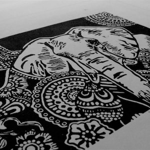 Elephant Print (lino Cut) - Etsy