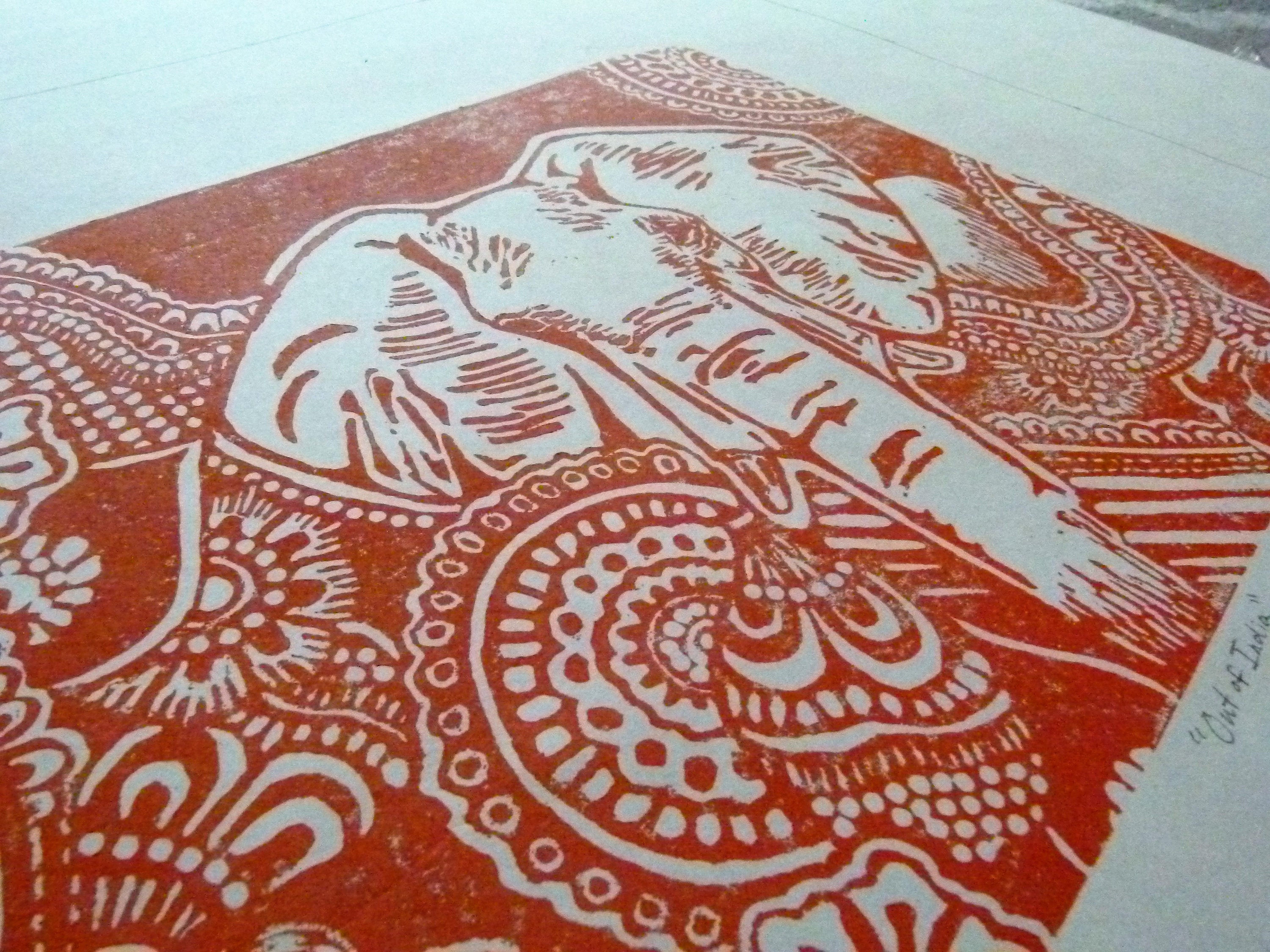 Elephant Print (lino Cut) - Etsy