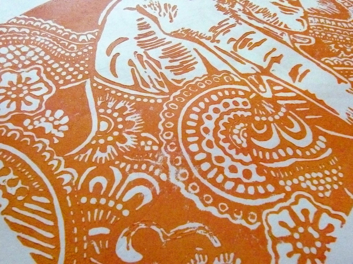 Elephant Print lino Cut - Etsy