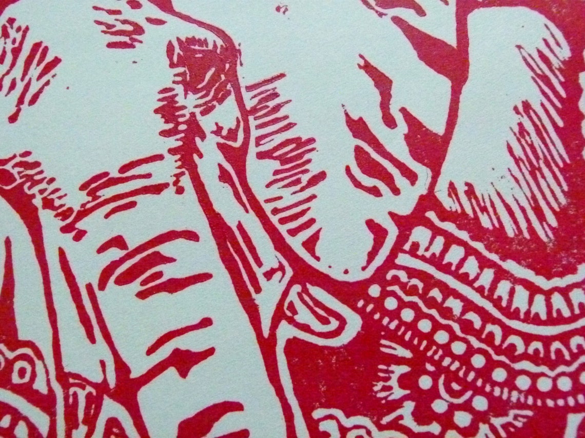 Elephant Print lino Cut - Etsy