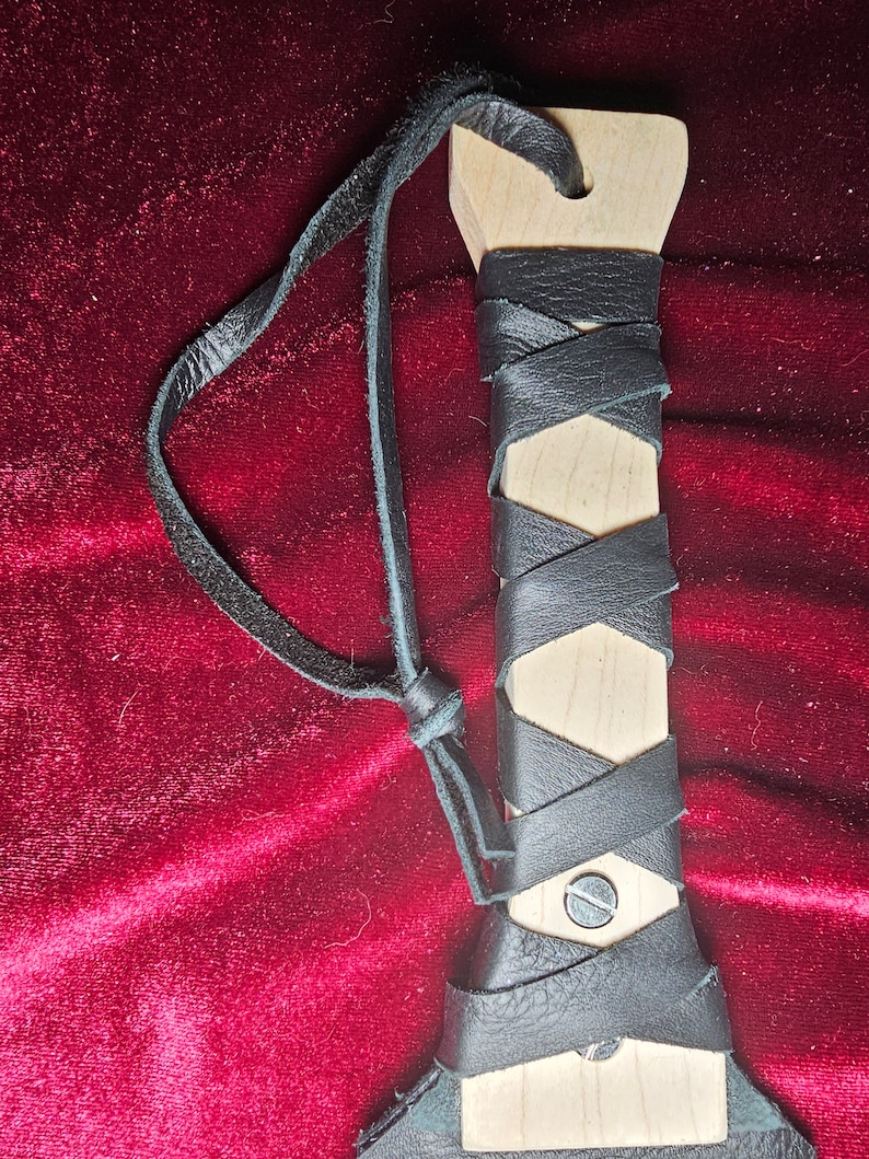 Heavy Brown Genuine Buffalo Leather Slapper Paddle With Leather Wrapped ...
