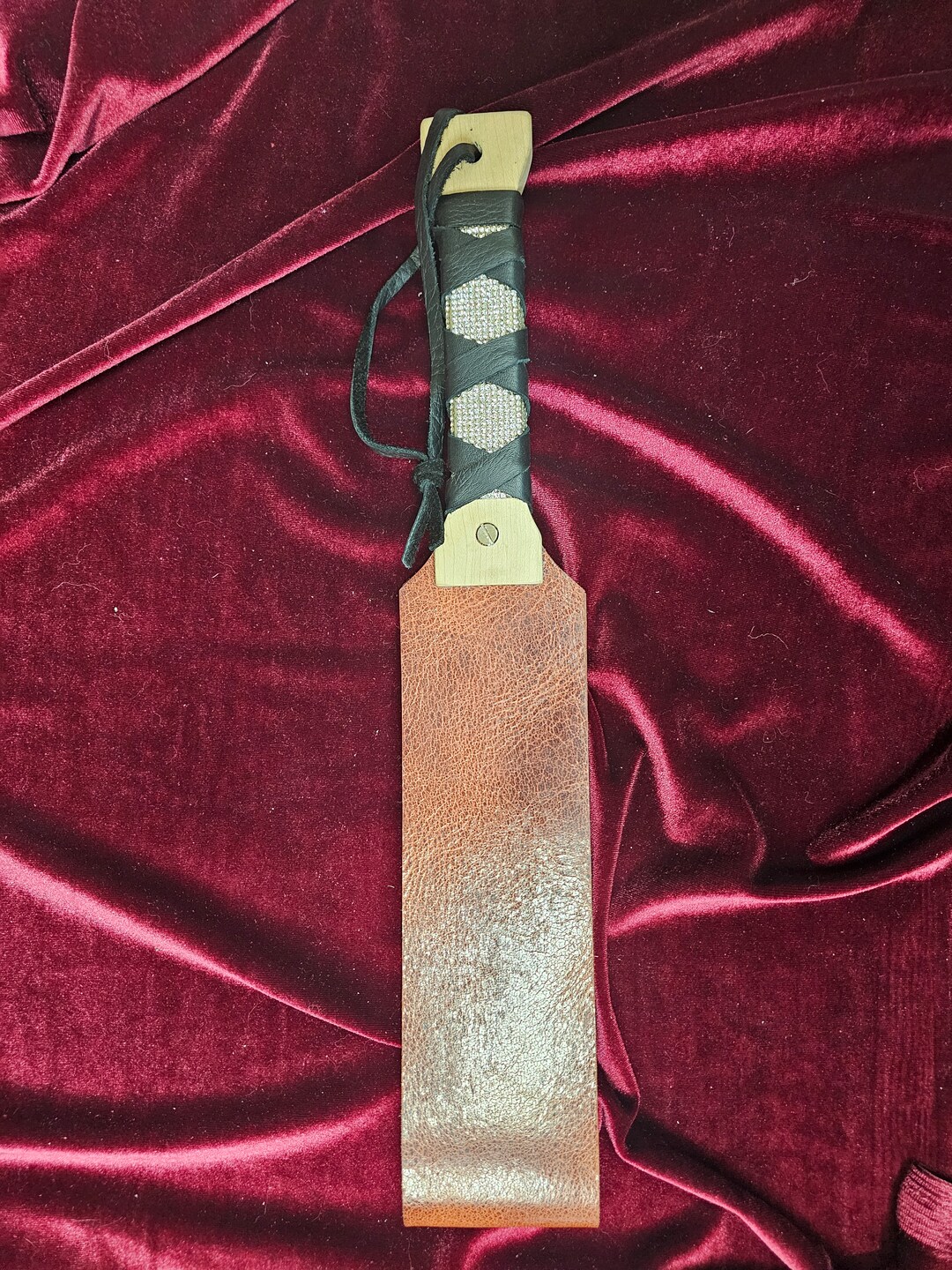 Heavy Brown Genuine Buffalo Leather Slapper Paddle With Leather Wrapped ...