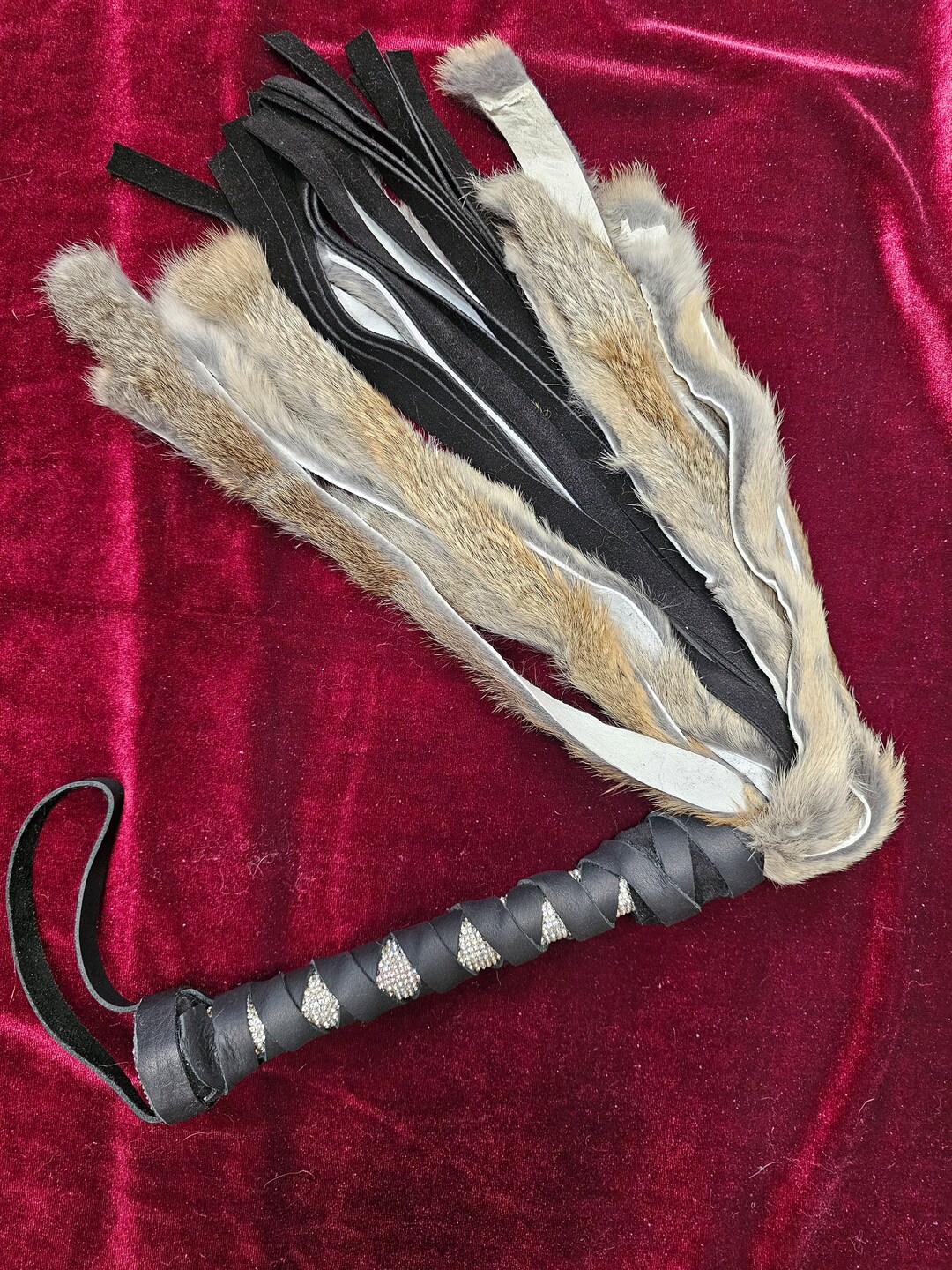 Handmade Rabbit Fur & Leather Flogger, Weighted Handle - Etsy
