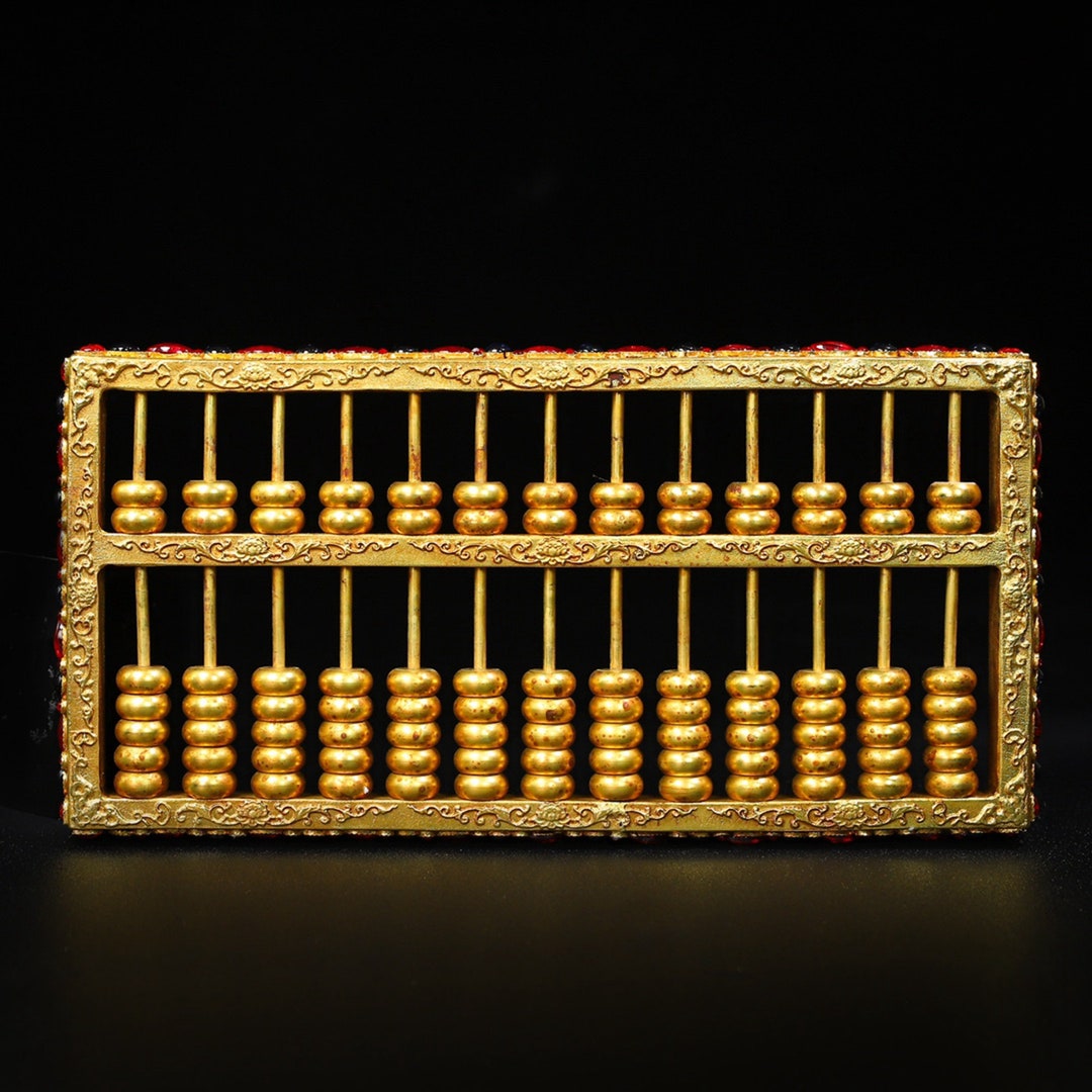 N3260 Old Chinese Gilt Gold Bronze Inlay Gem Abacus - Etsy