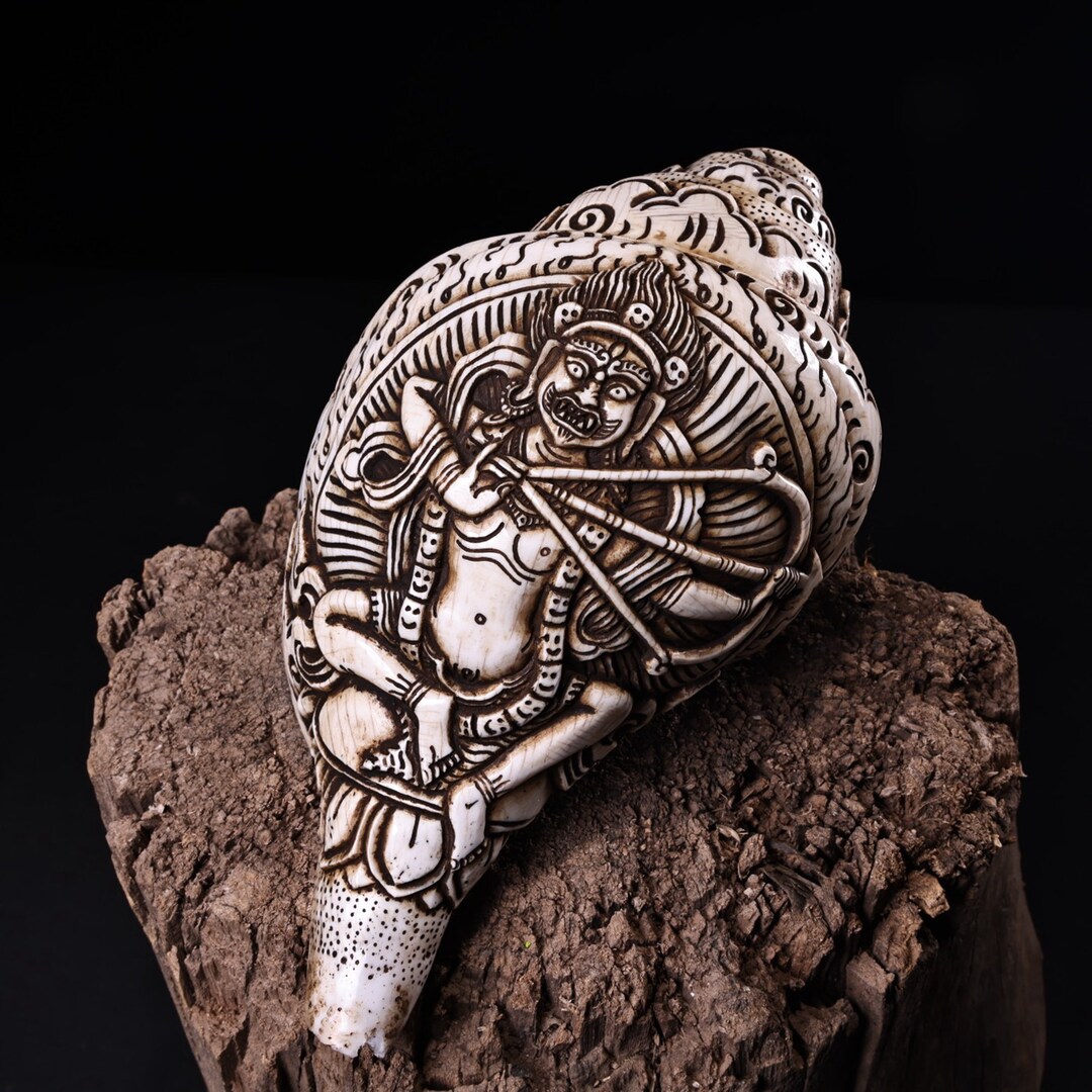N4055 Tibetan Buddhism Low Relief Figure Prayer Conch - Etsy