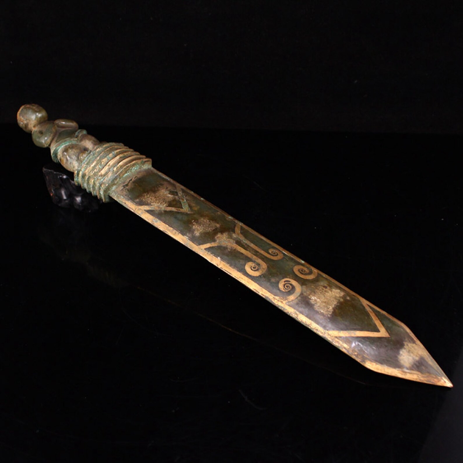 N3015 Vintage Chinese Gilt Gold Hetian Jade Sword | Etsy