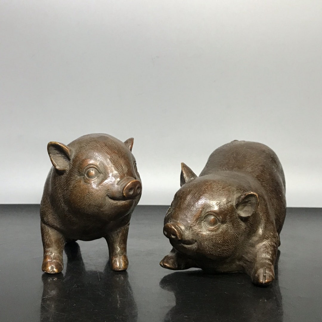 E6465 A Pair Two Chinese Copper Fortune Pig Statues - Etsy
