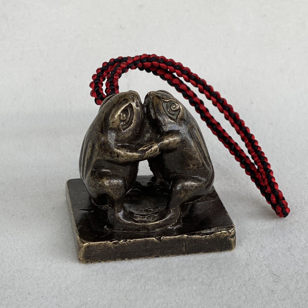 E5109 Vintage Chinese Brass Double Frog Seal - Etsy