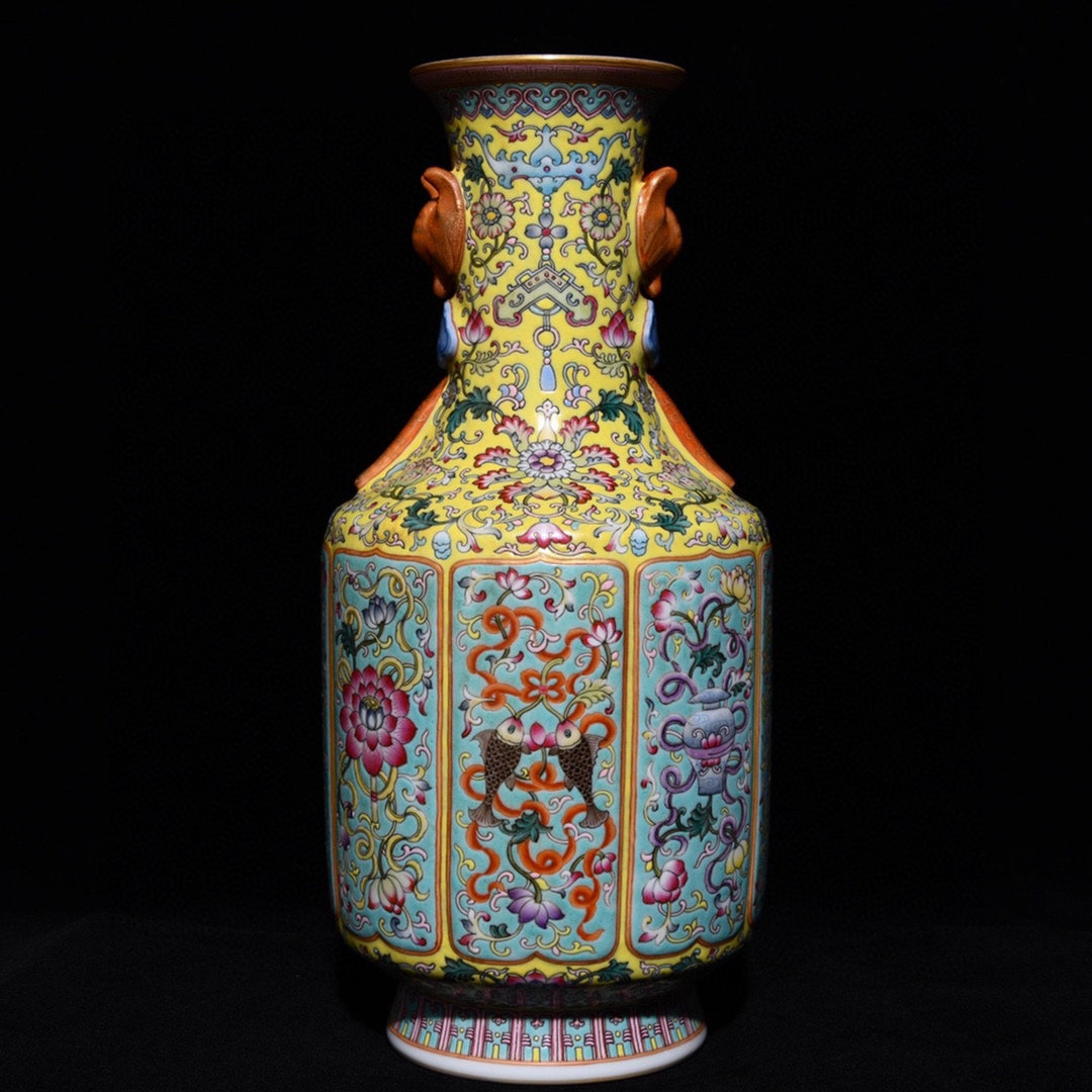 E5966 Chinese Gilt Edge Famille Rose Flower Design Bat Double - Etsy