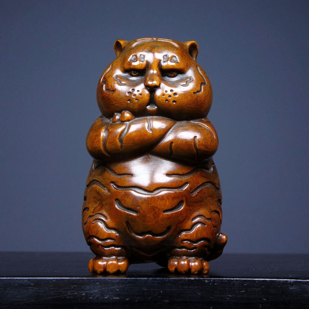 F0477 Chinese Boxwood Wood Carved Tiger Statue - Etsy