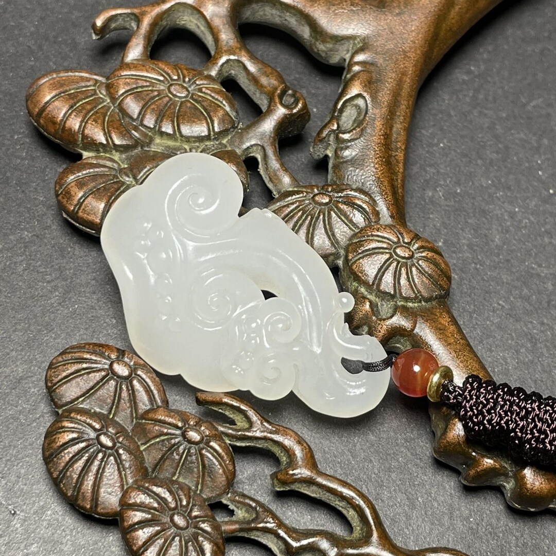 N3134 Chinese Natural White Hetian Jade Carved Ruyi Pendant - Etsy