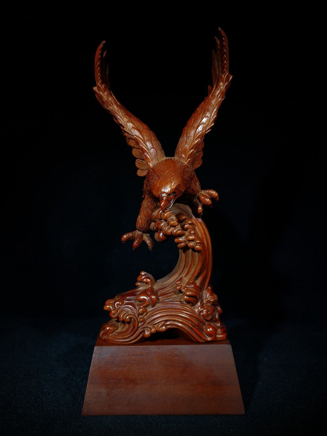 E9664 Vivid Chinese Boxwood Wood Carved Eagle Statue - Etsy