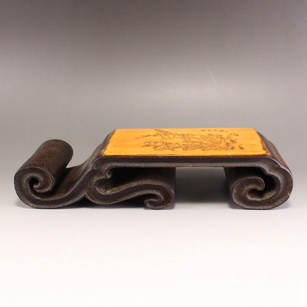 F0241 Vintage Chinese Zitan Wood Inlay Bamboo Ink Rest - Etsy